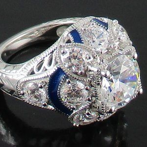 Xavier | Jewelry | Xavier 39ct Absolute Blue Enamel Floral Ring | Poshmark